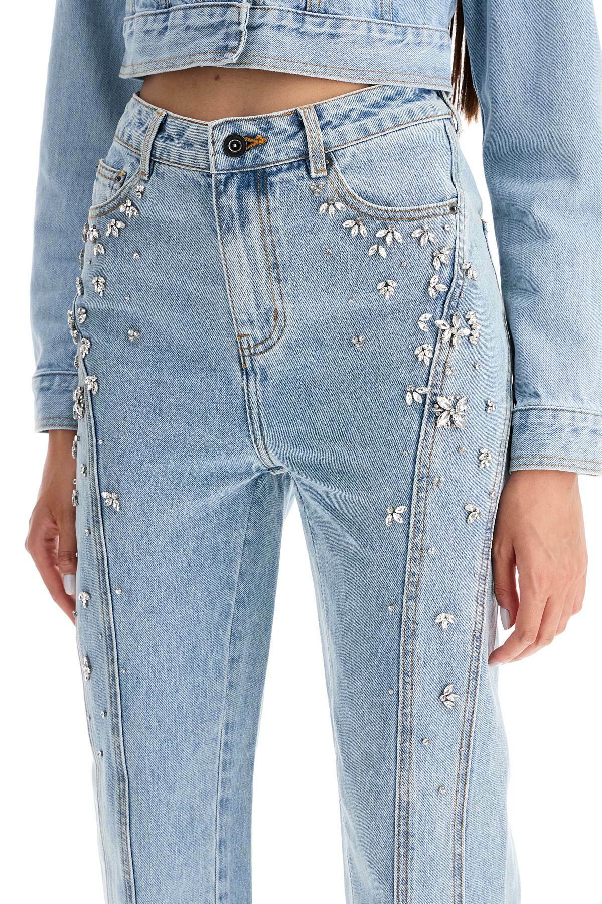 SELF PORTRAIT straight jeans with crystals Blue Self-Portrait
