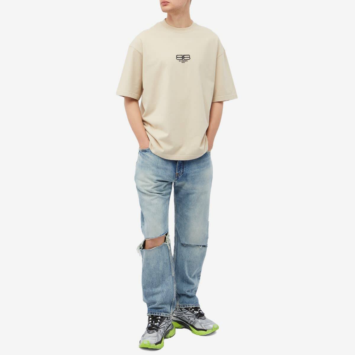 Balenciaga Men's Loose Destroy Jeans in Eco Blue Balenciaga