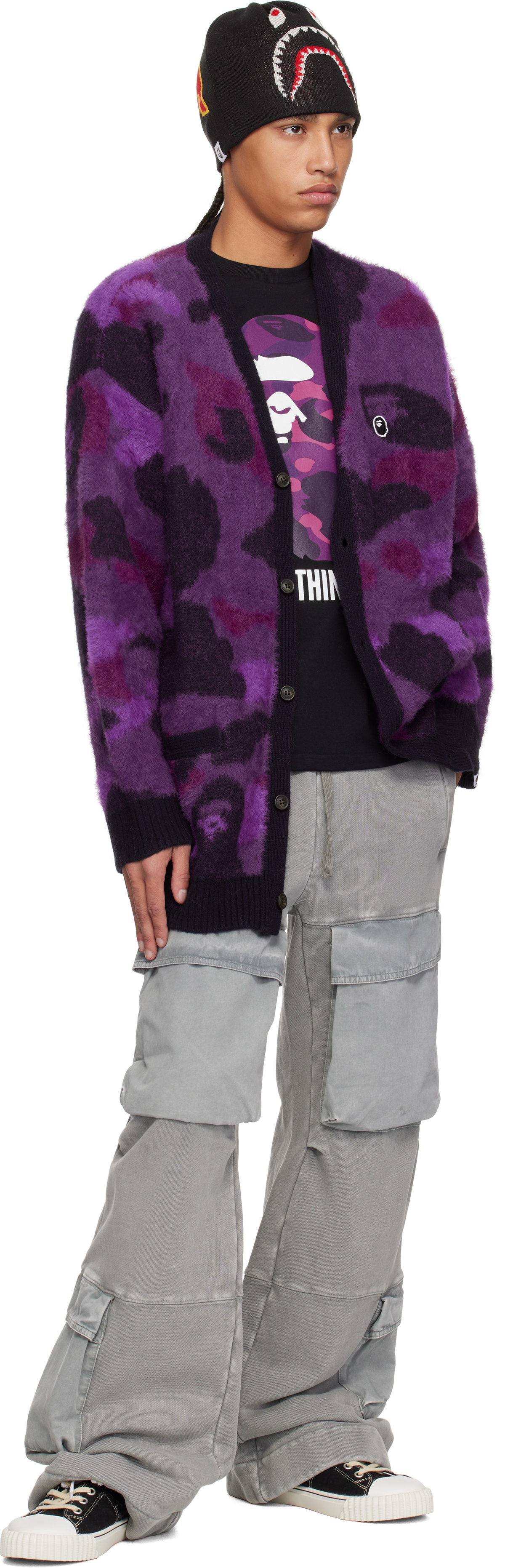 BAPE Purple Color Camo Cardigan A Bathing Ape