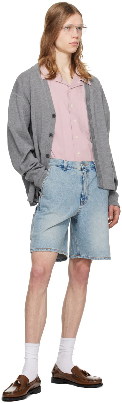 Dunst Blue Curved Denim Shorts