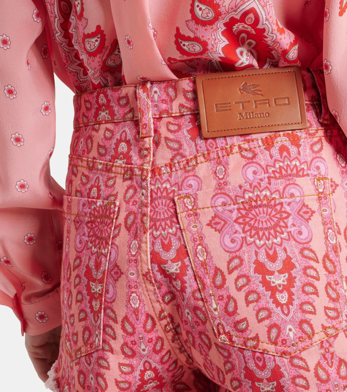 Etro Printed denim shorts Etro