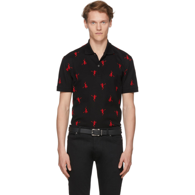 Alexander McQueen Black Dancing Skeleton Polo Alexander McQueen