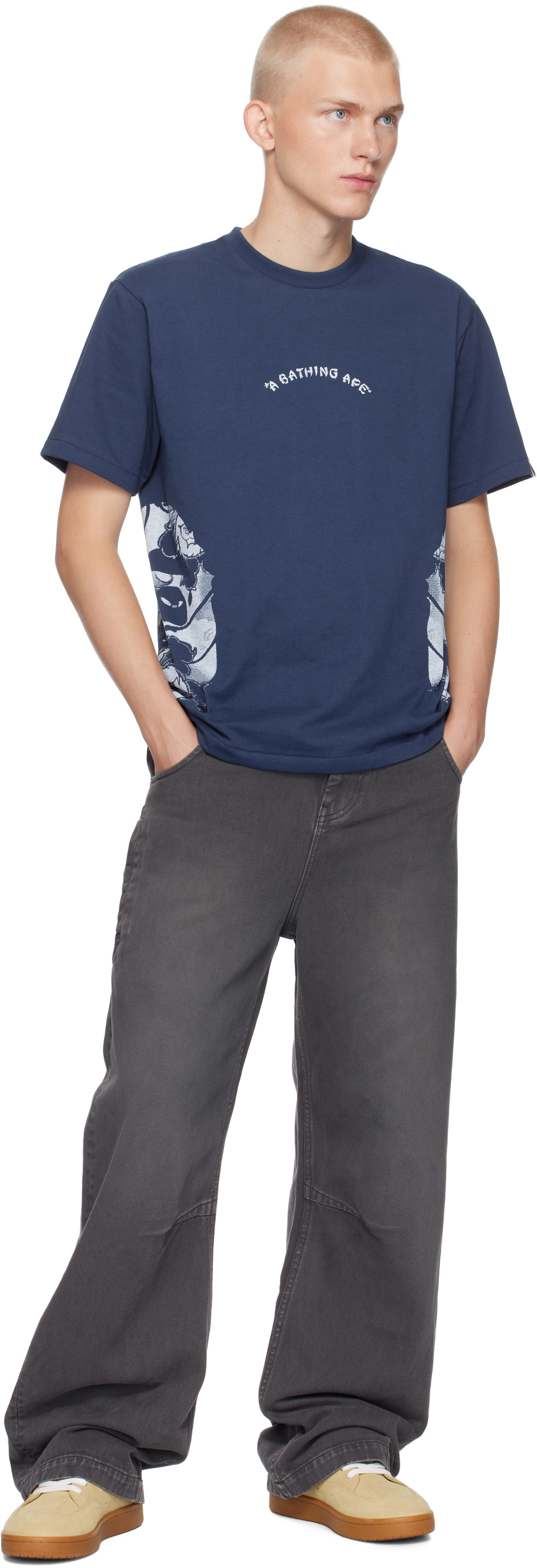 BAPE Navy Tattoo Side Big Ape Head T-shirt A Bathing Ape