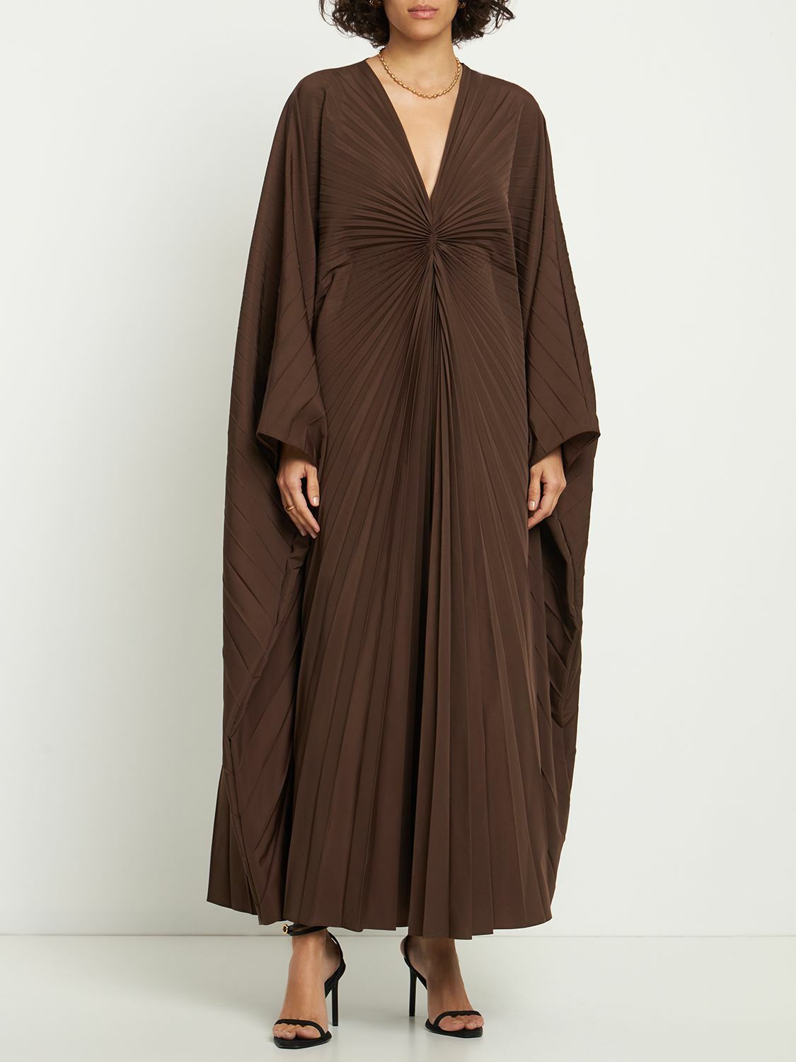 VALENTINO - Micro Faille Plisse Long Dress Valentino