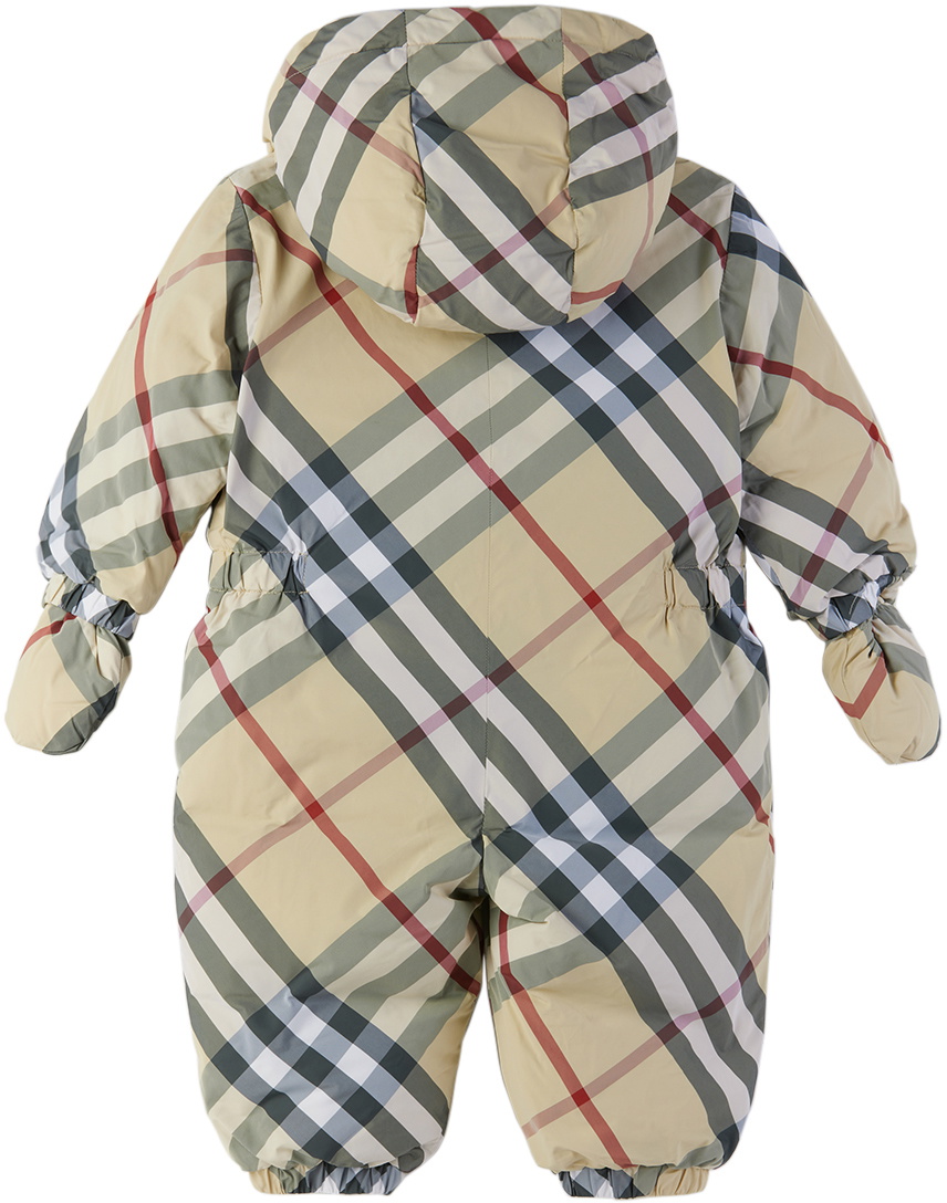 Burberry Baby Beige Check Down Snowsuit Burberry