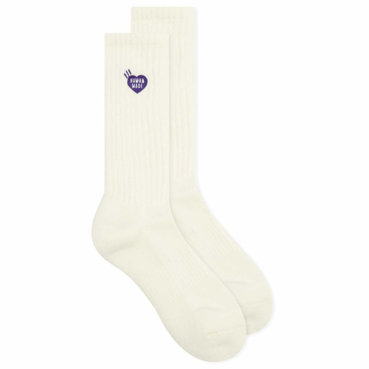 Human Made Men's Pile Heart Sock in White Human Made