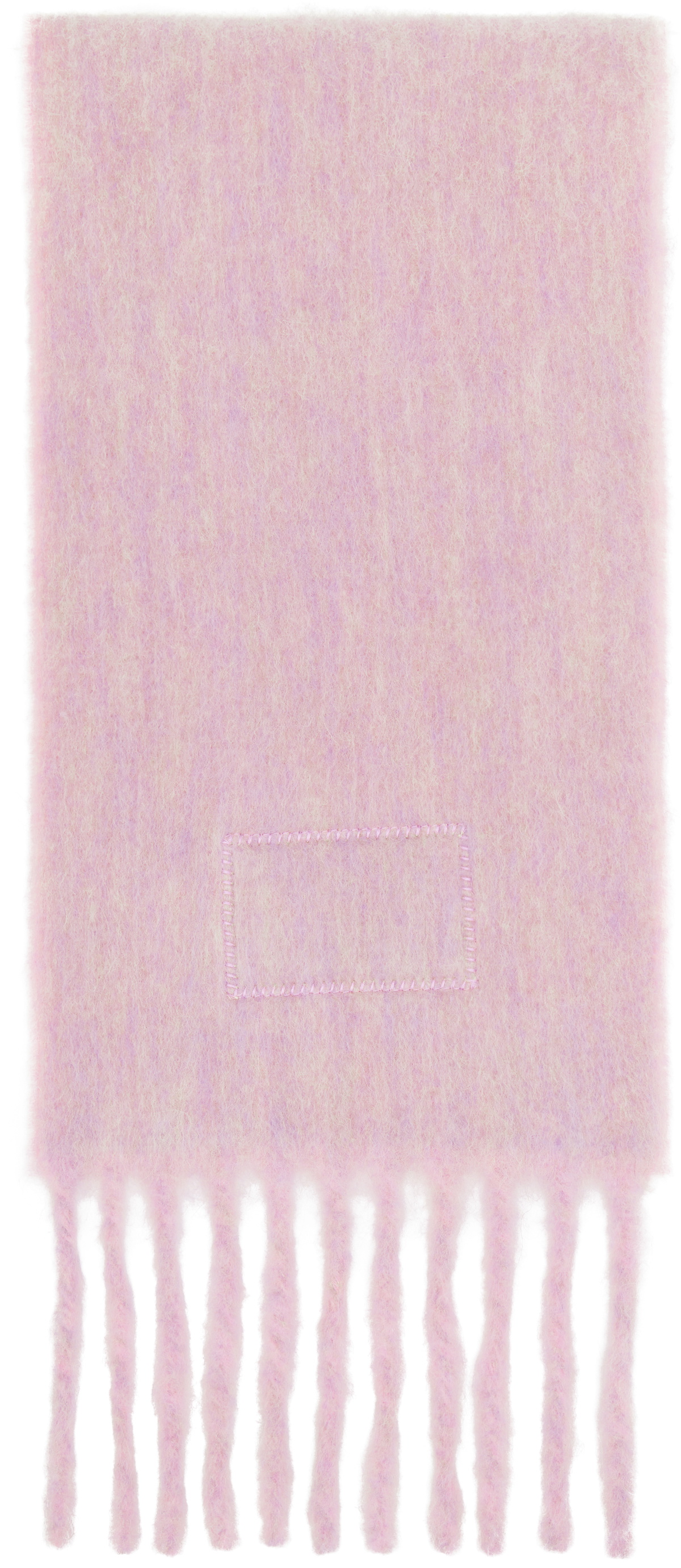 Acne Studios Pink Logo Label Fringed Scarf Acne Studios