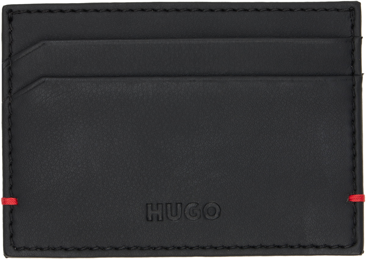 Hugo Black Faux-Leather Card Holder Hugo Boss
