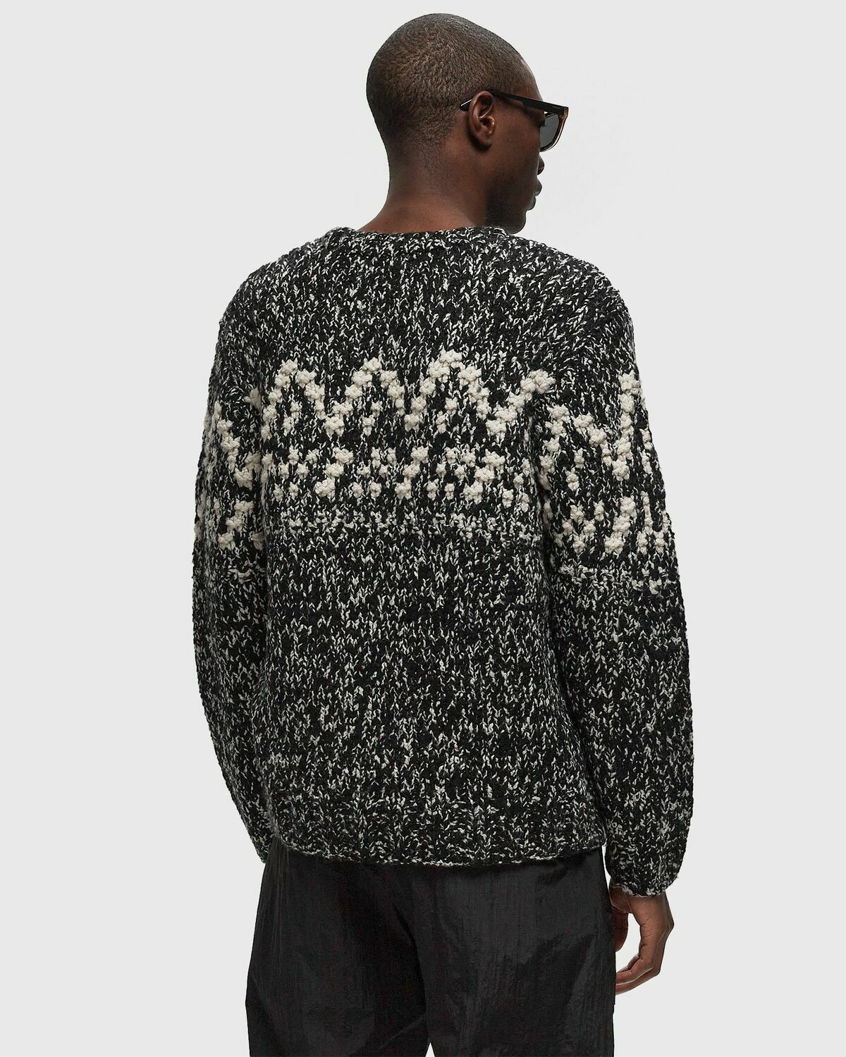 WOOLRICH BLACK LABEL - HAND KNIT MOTIF CREW Black Mens Pullover Woolrich