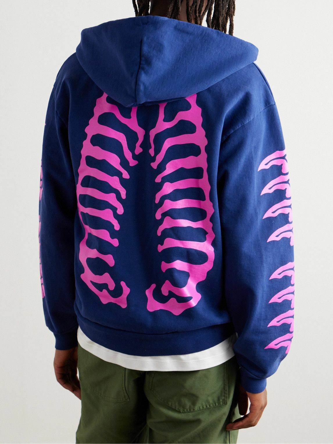 Stray Rats - Logo-Print Cotton-Jersey Zip-Up Hoodie - Blue Stray Rats