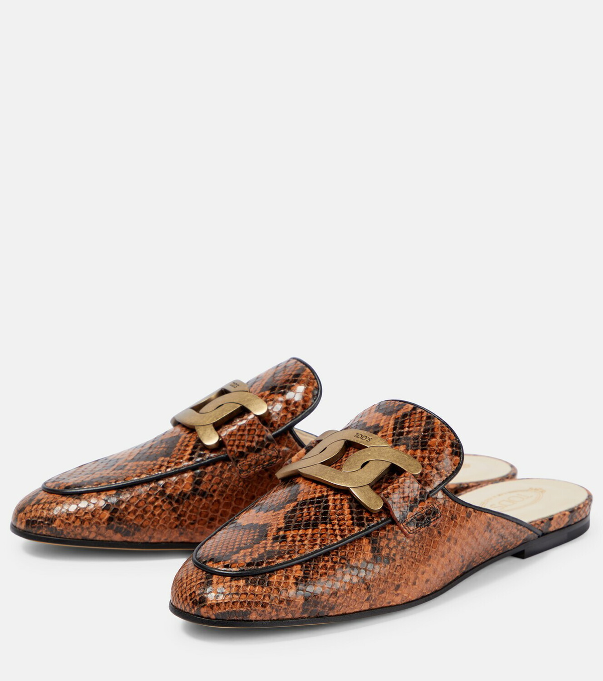 Tod's - Kate snake-effect leather slippers Tod's