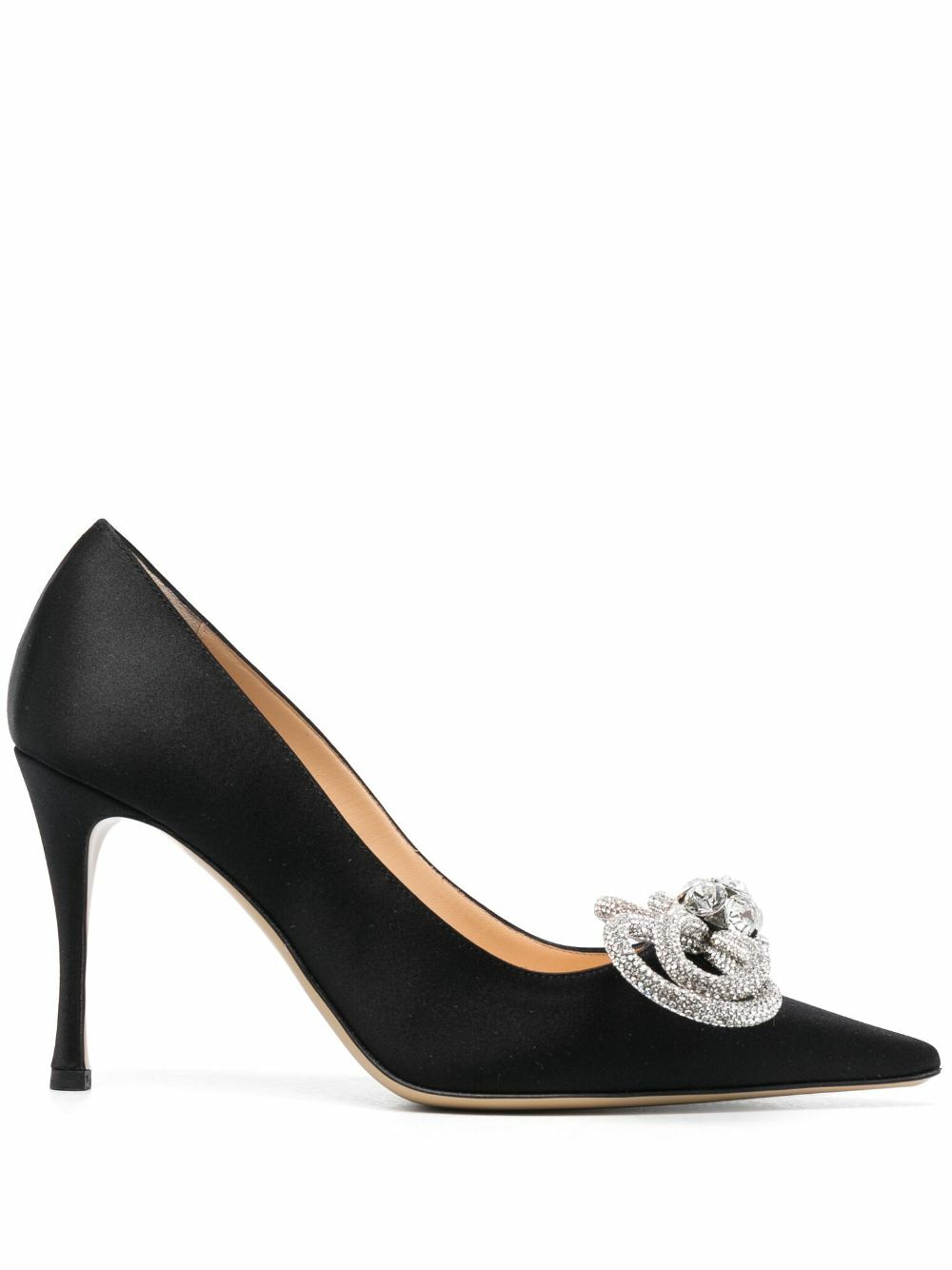 MACH & MACH - Double Bow Satin Heel Pumps MACH & MACH