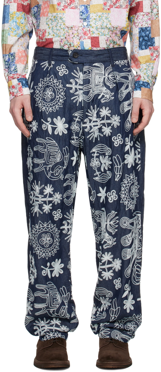 Engineered Garments Indigo Embroidered Jeans Engineered Garments