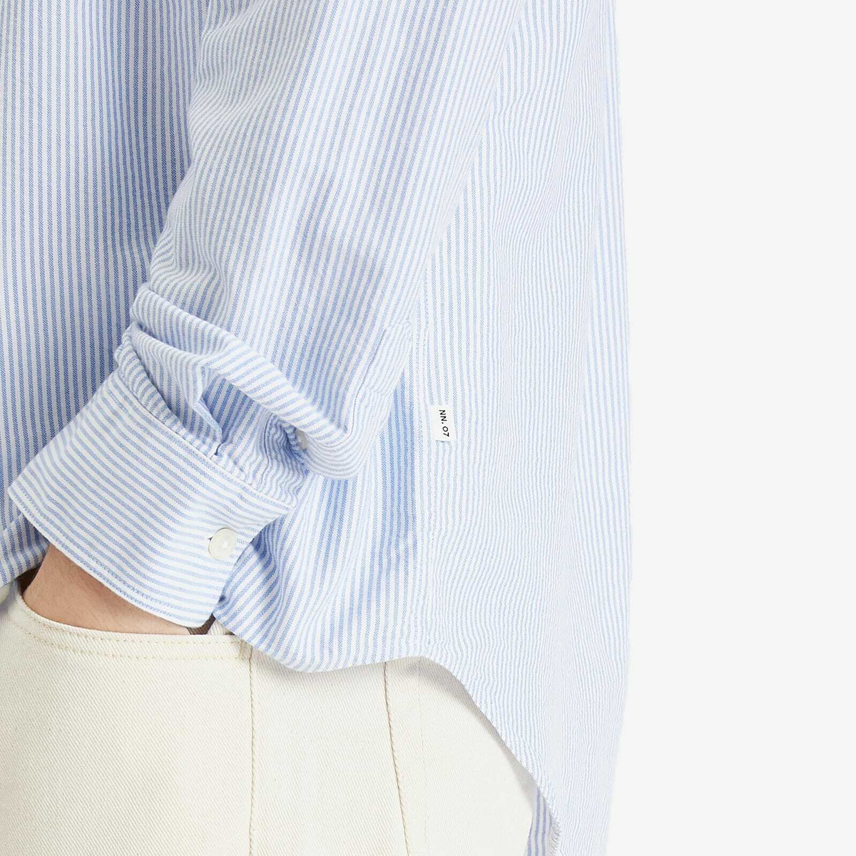 NN07 Men's Colby Logo Oxford Shirt in Blue Stripe NN07