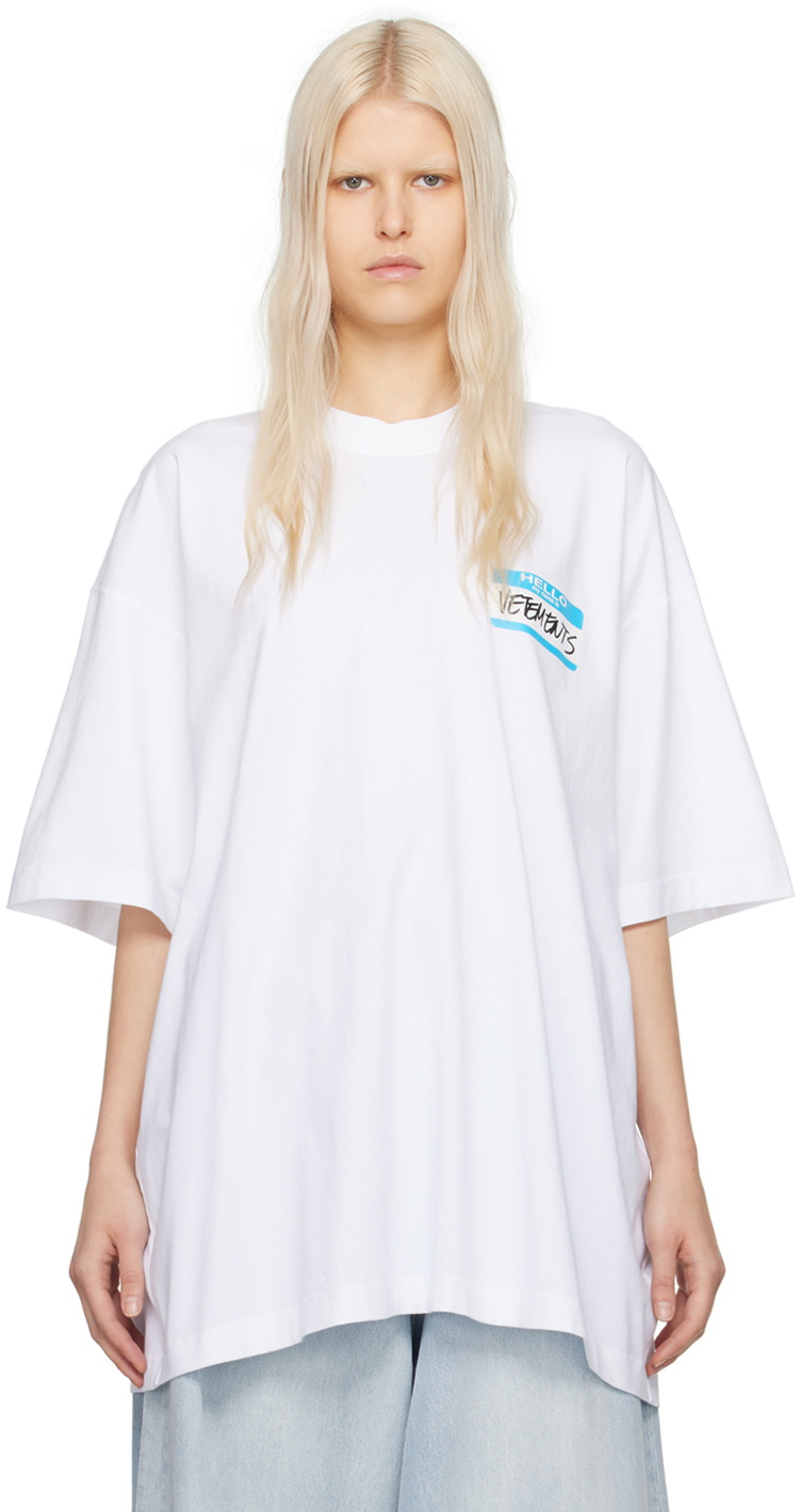 VETEMENTS White 'My Name Is Vetements' T-Shirt Vetements