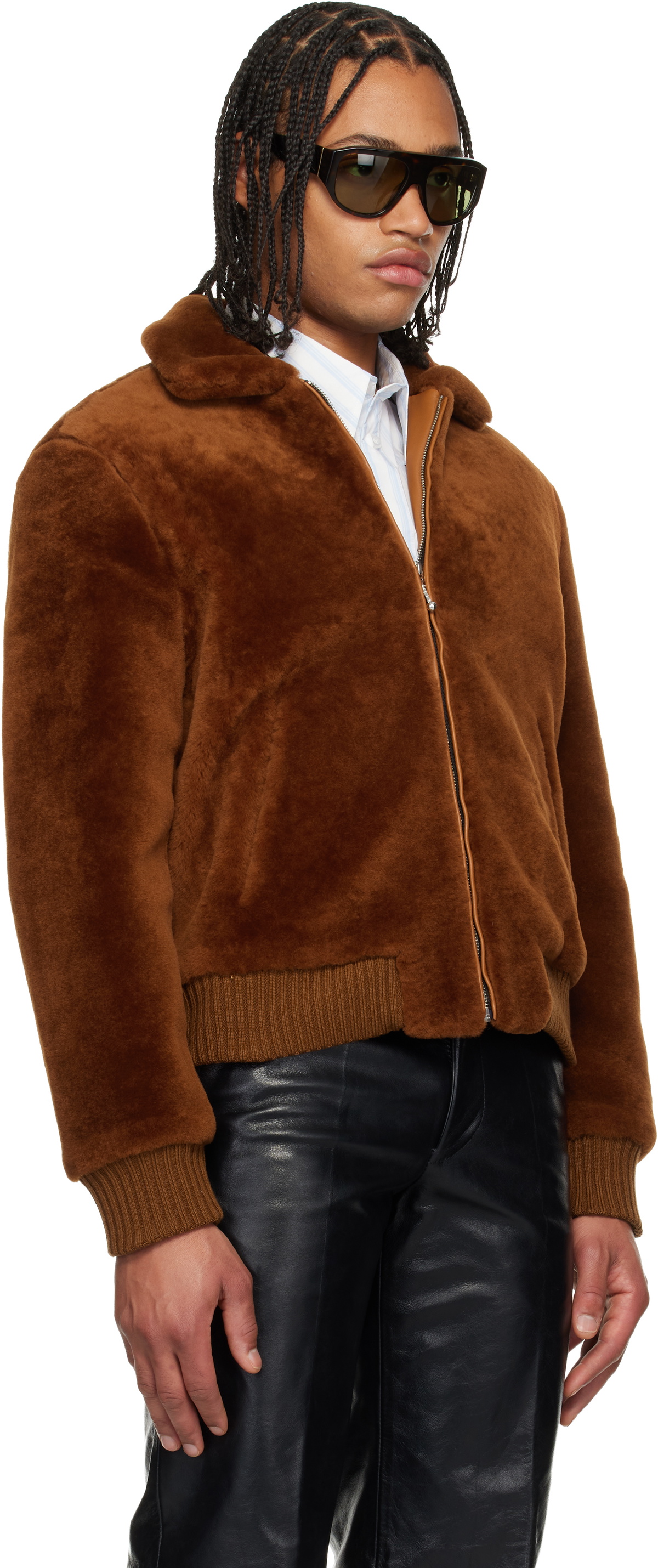 Ernest W. Baker Brown Zip Shearling Jacket Ernest W. Baker