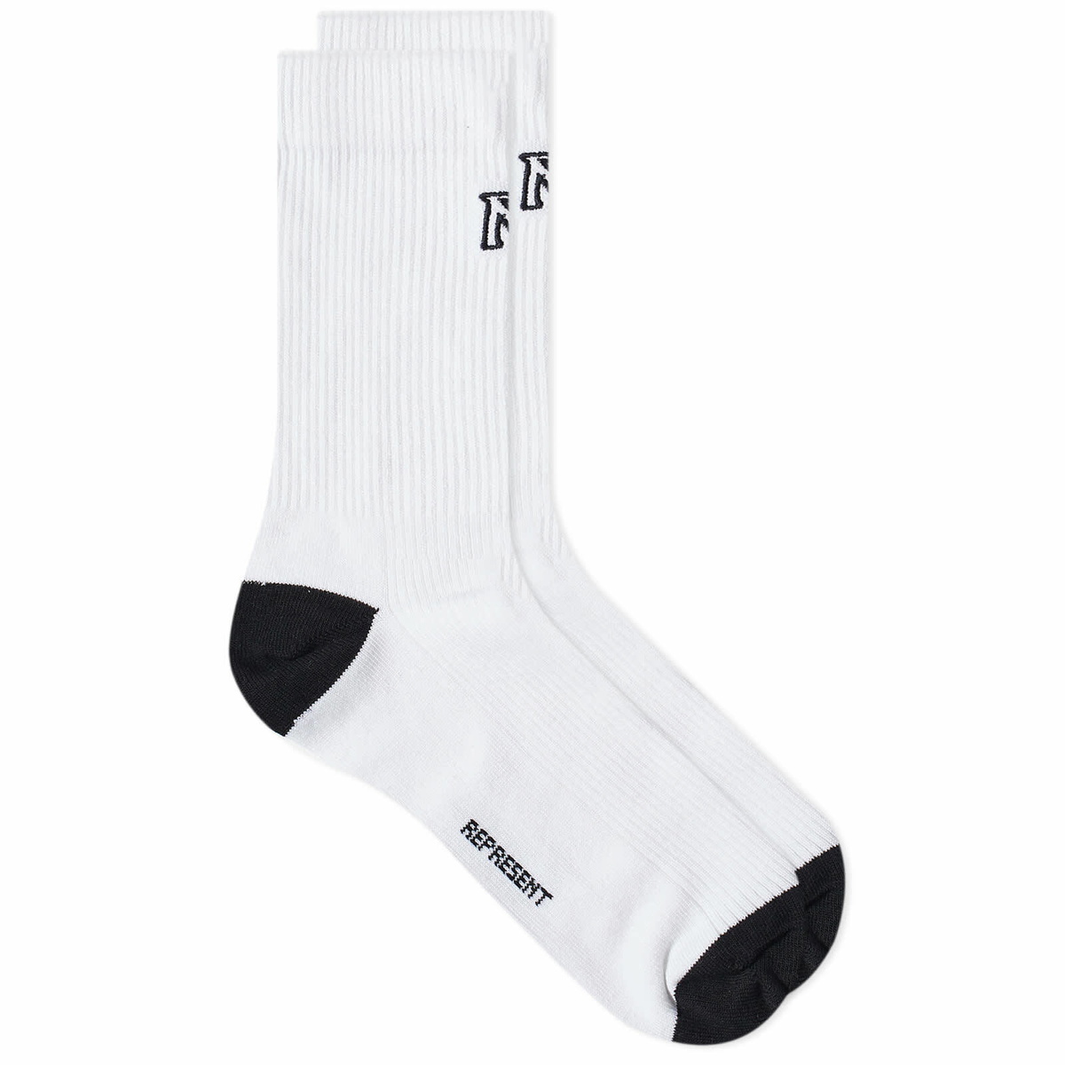 Represent Men's Initial Sock in White Black Represent