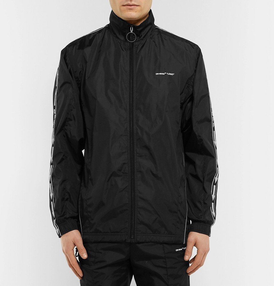 Off-White - Webbing-Trimmed Shell Track Jacket - Men - Black Off-White