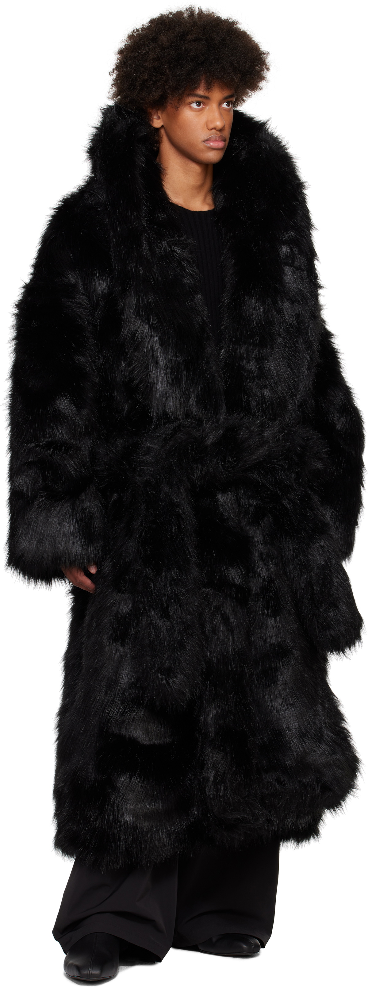 Entire Studios Black Vast Faux Fur Coat Entire Studios