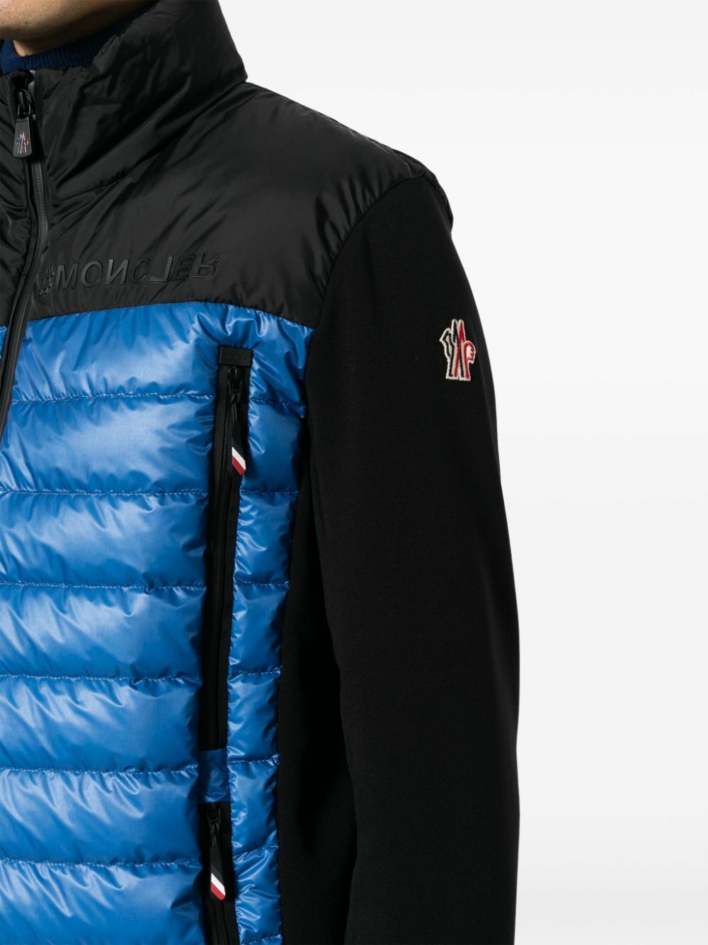 Moncler Grenoble Blue And Black Logo-Patch Puffer Jacket Moncler Grenoble