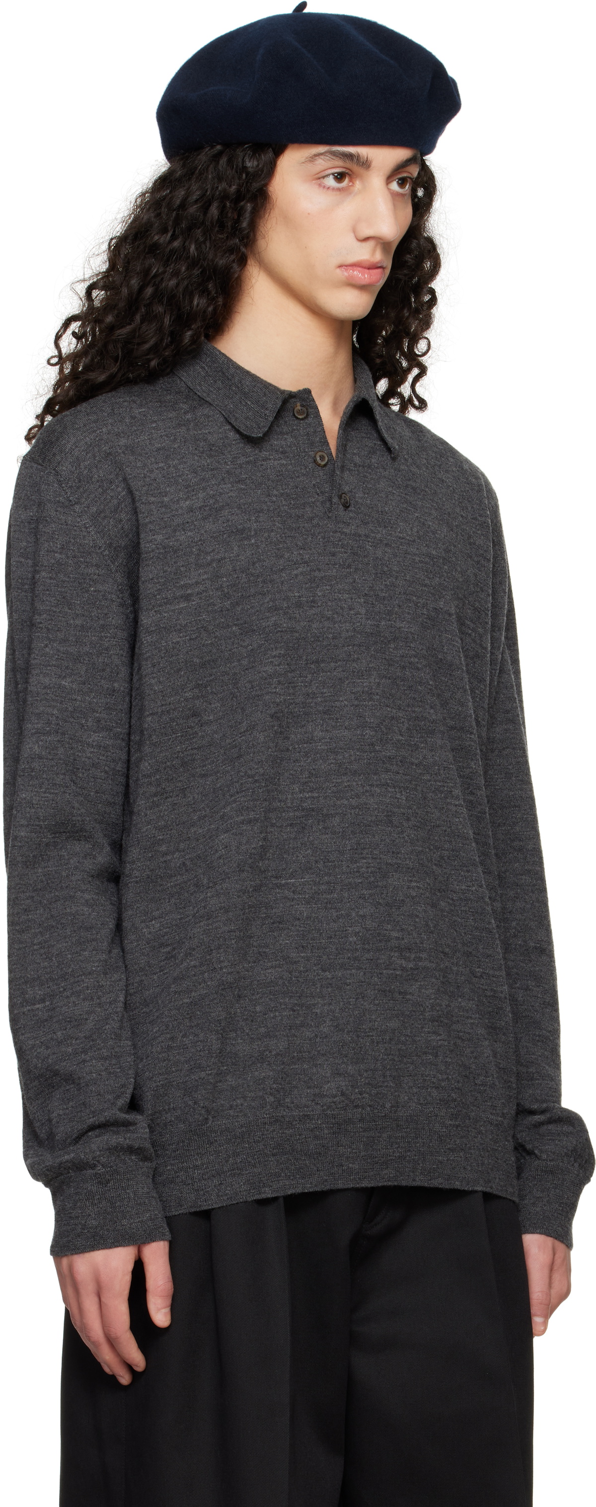 Maison Margiela Gray Elbow Patch Wool Polo Maison Margiela