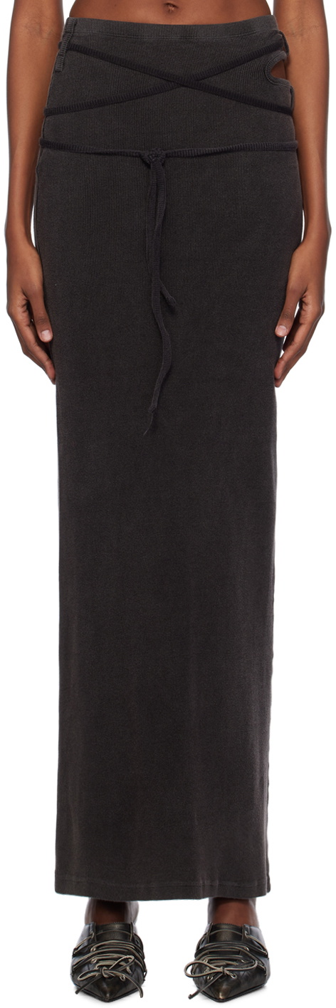 Ottolinger Gray Rib Maxi Skirt Ottolinger