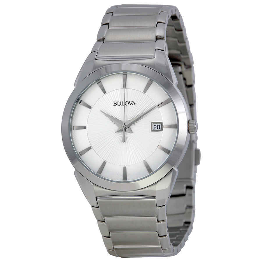 Bulova Silver DIal Stainless Steel Mens Watch 96B015 Bulova