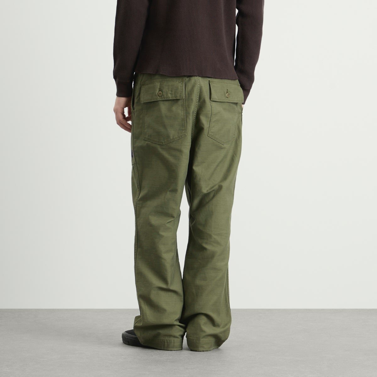 Needles Men's Reversed Sateen String Fatigue Trousers in Olive Needles