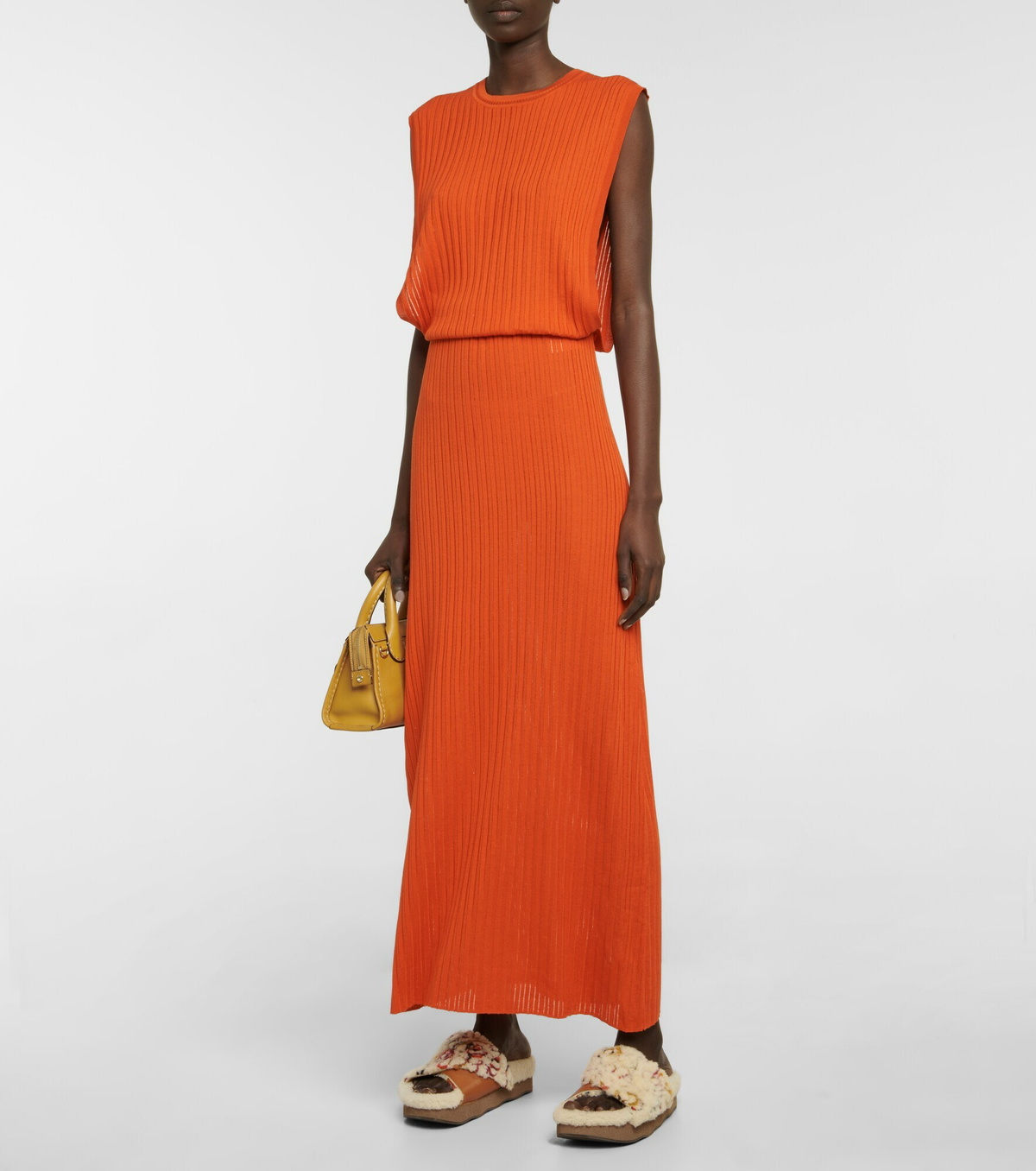 Chloe - Wavy shearling and leather slides Chloe