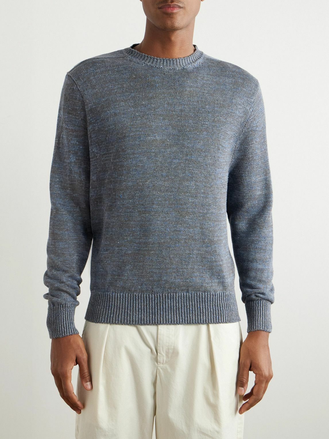 Inis Meáin - Knitted Linen Sweater - Blue Inis Meáin