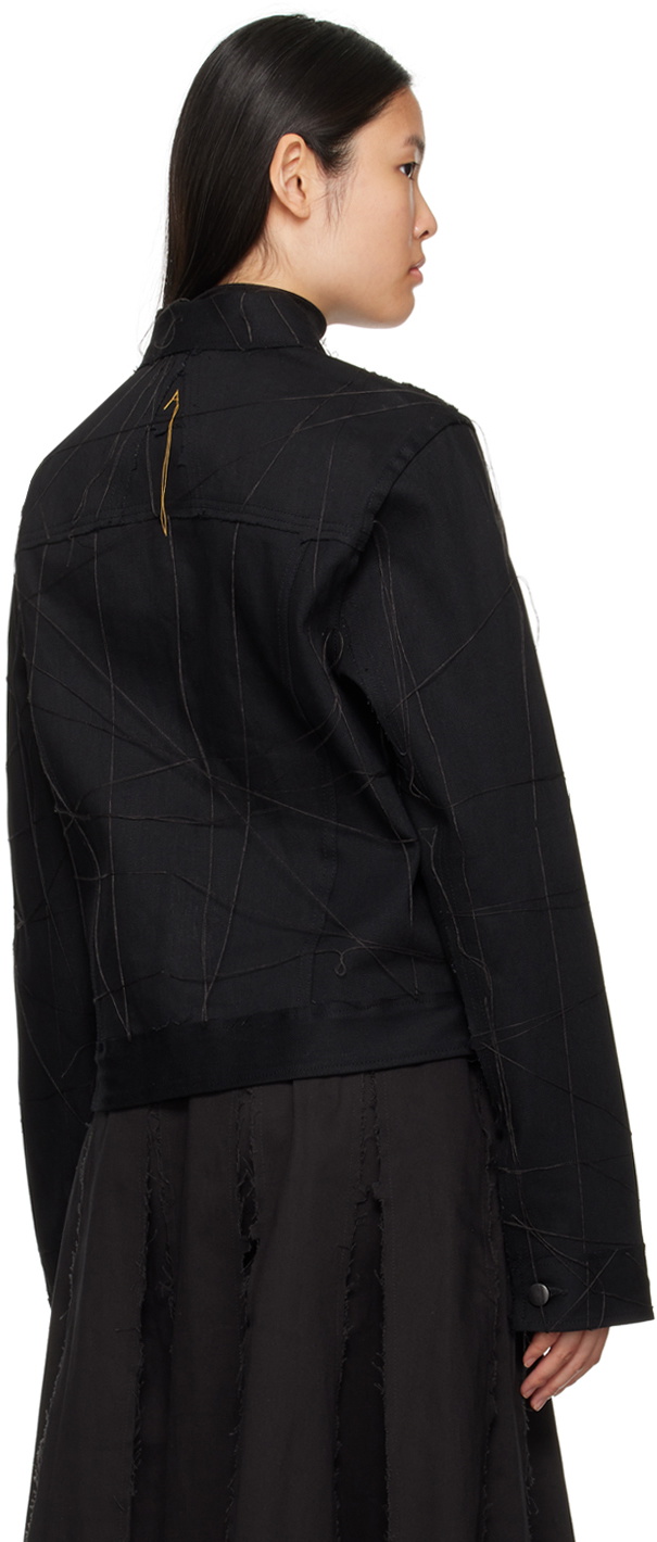 AIREI Black Stitched Denim Jacket
