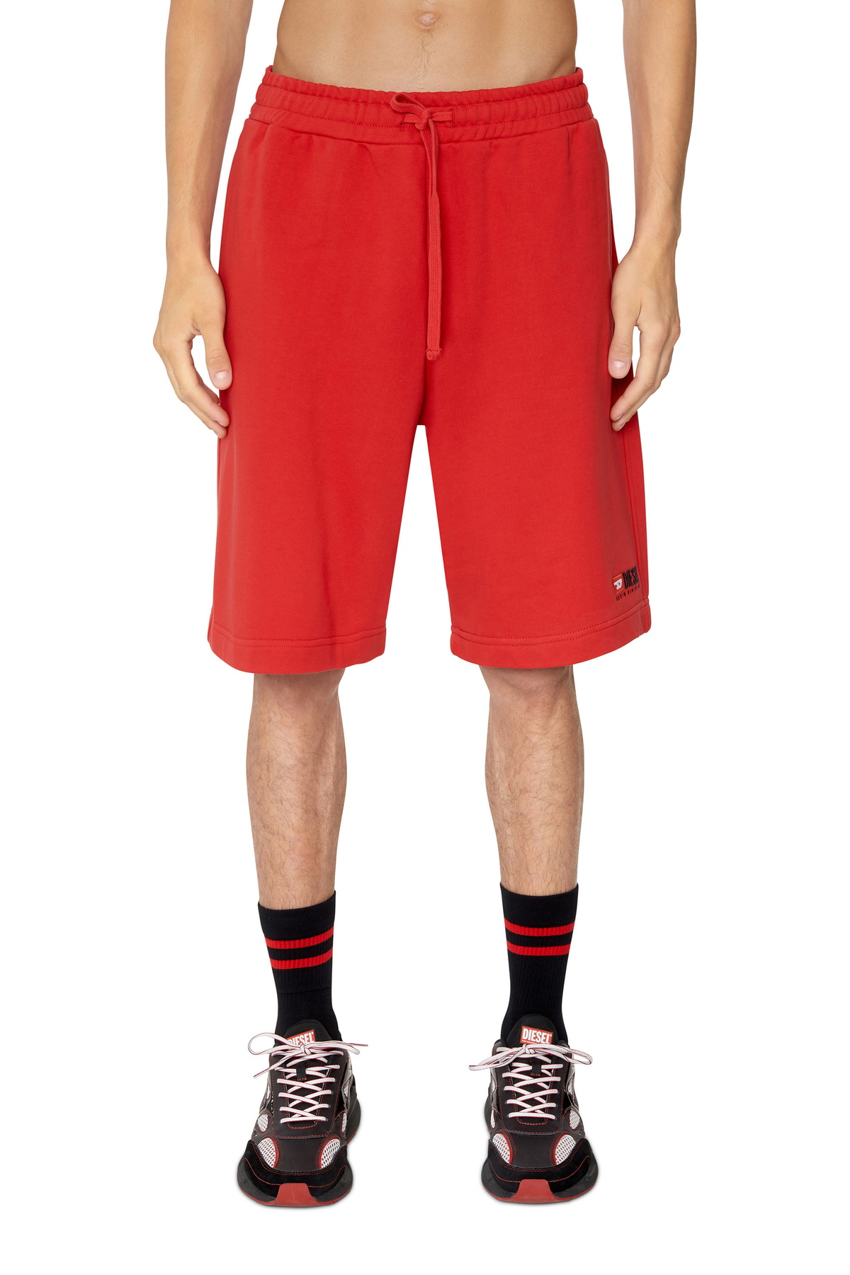Diesel Sweat shorts with logo embroidery - Shorts Mens in Red Diesel