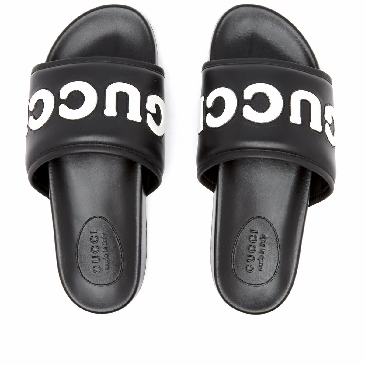 Gucci Men's Sideline Rubber Logo Slide in Black Gucci
