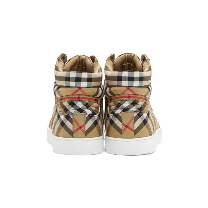 Burberry Black and Beige Reeth High-Top Sneakers Burberry