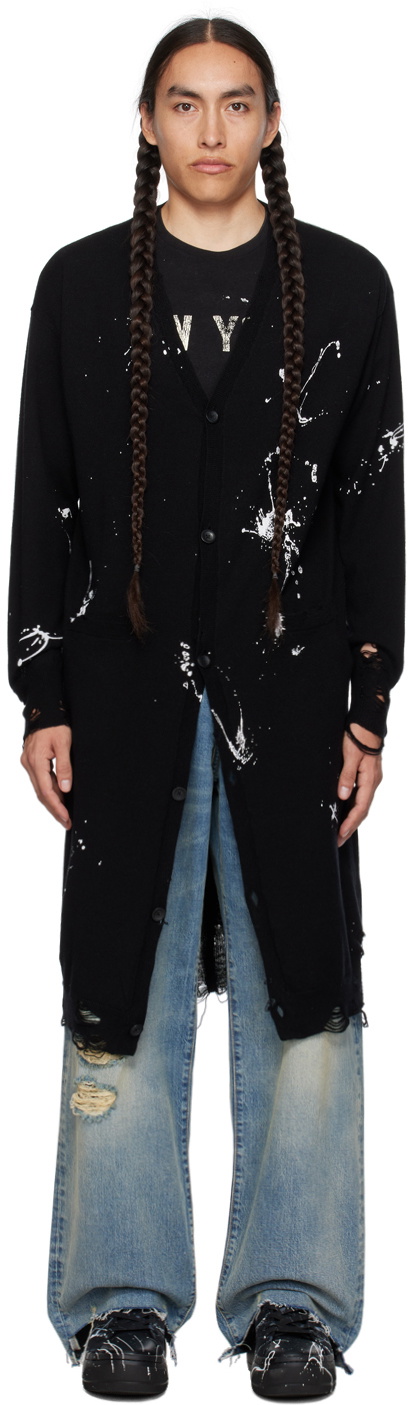 R13 Black Distressed Cardigan R13