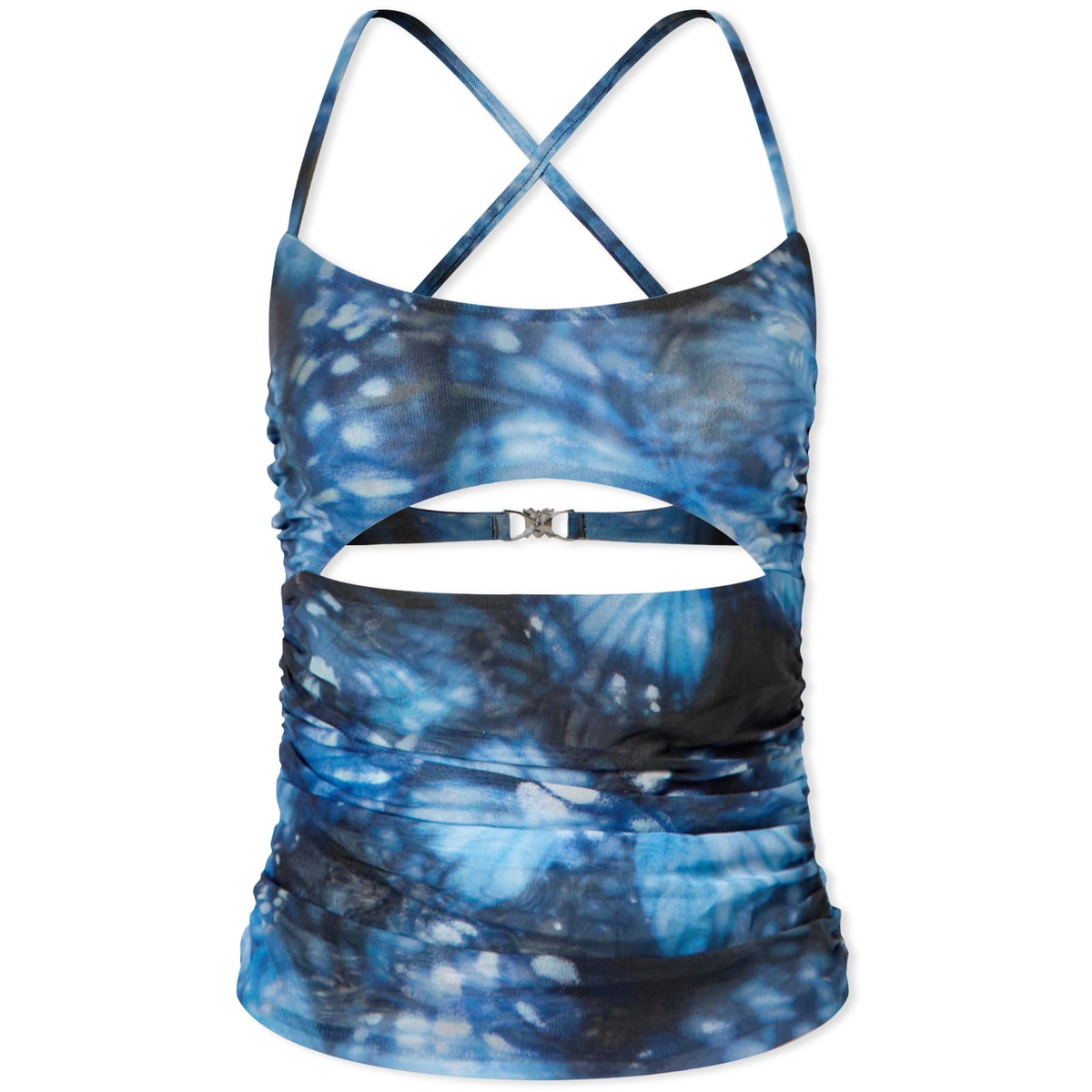 MISBHV Women's Mesh Butterfly Cut Out Top in Blue MISBHV