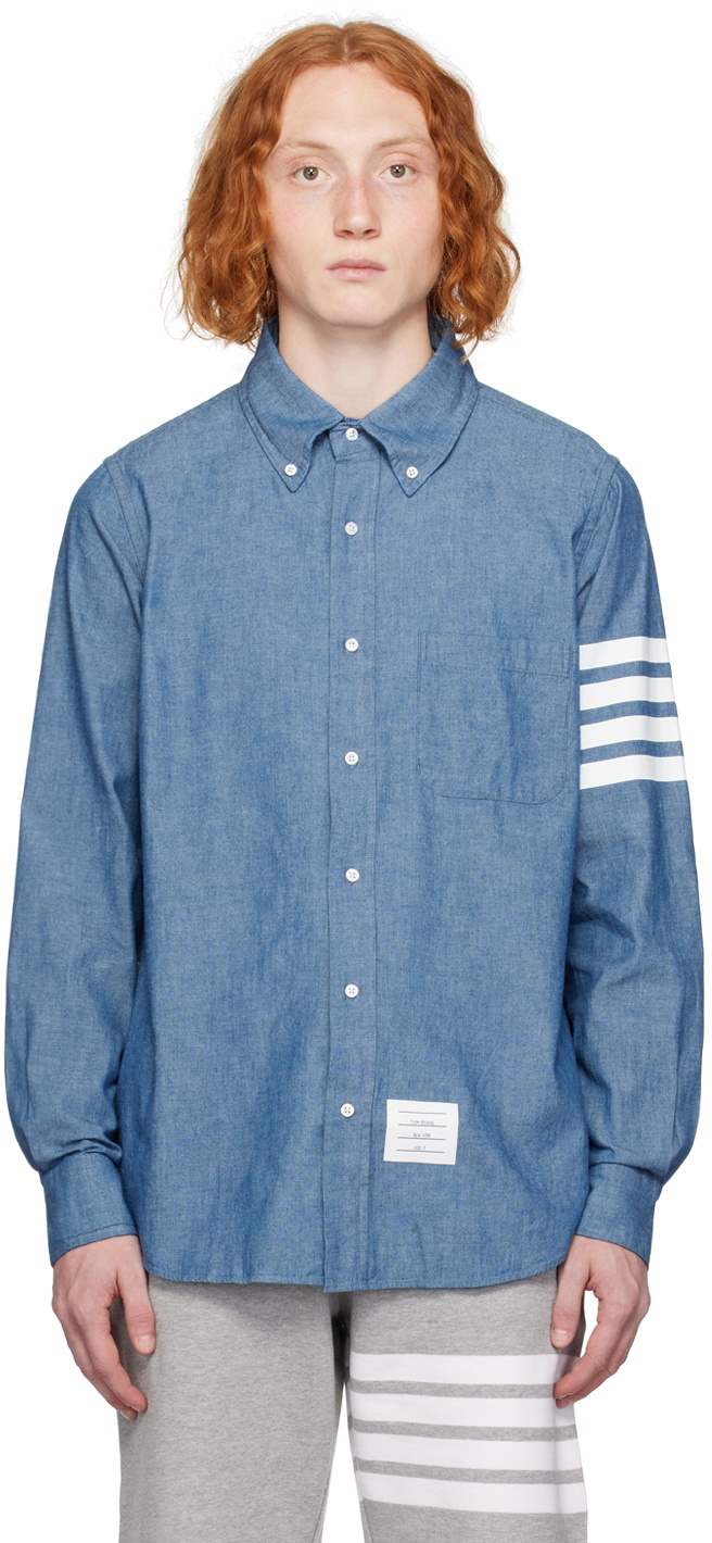 Thom Browne Blue 4-Bar Shirt Thom Browne