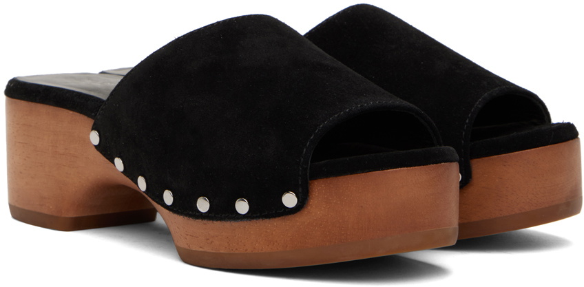 rag & bone Black Mara Clog Slides Rag and Bone