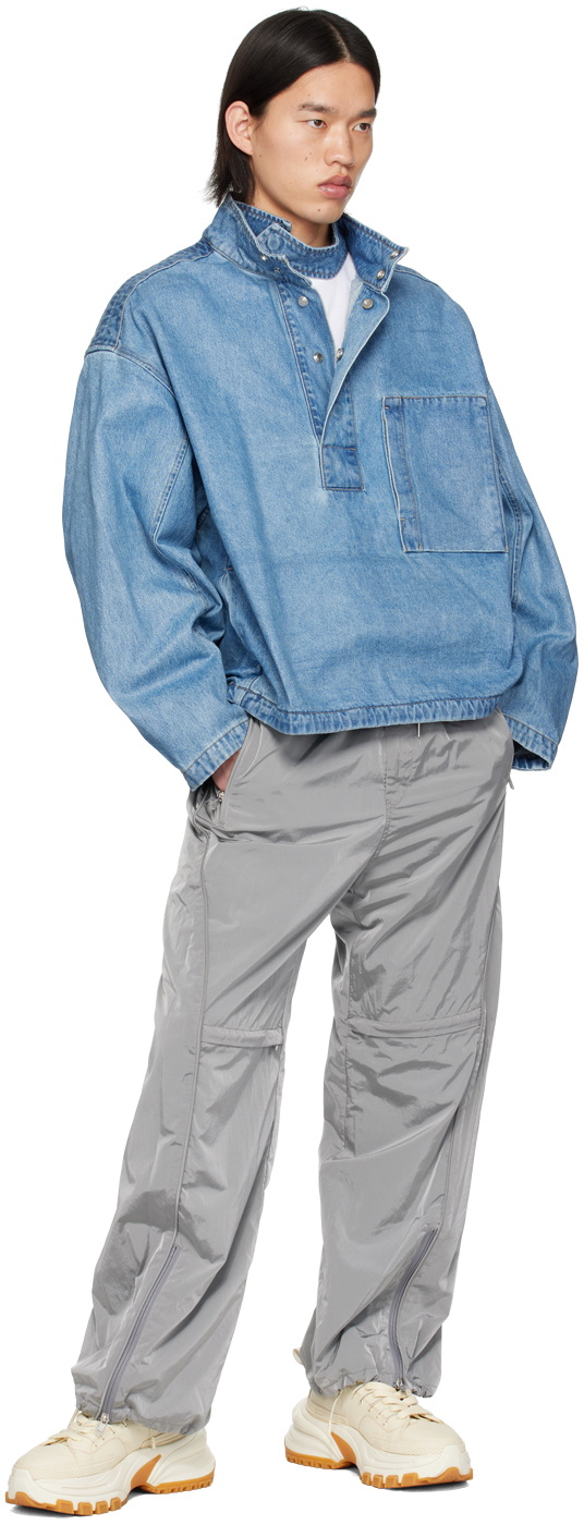 Wooyoungmi Blue High-Neck Denim Jacket Wooyoungmi