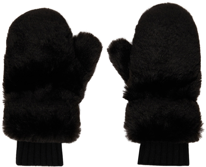 Givenchy Black Faux-Fur Mittens Givenchy