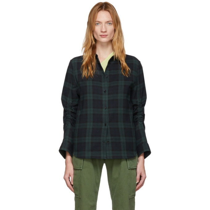 Pushbutton Green and Navy Plaid Shirt Pushbutton