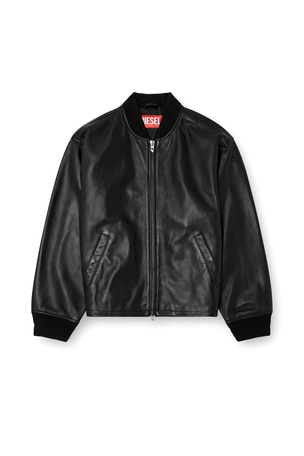 Diesel Waxed-leather bomber jacket - Leather jackets Mens in Black Diesel