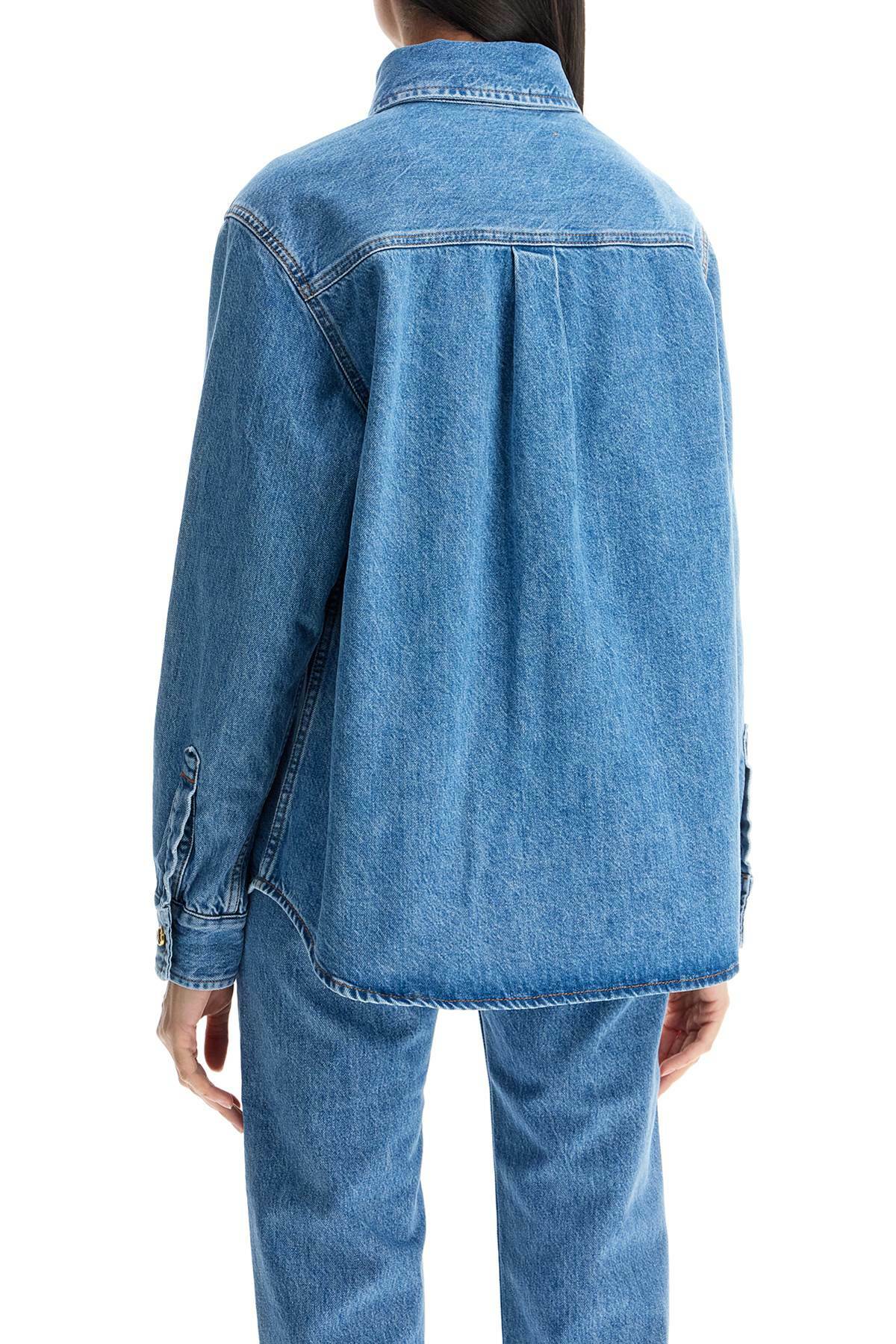 BLAZE MILANO blue denim shirt in cotton with high collar Blue Blaze Milano