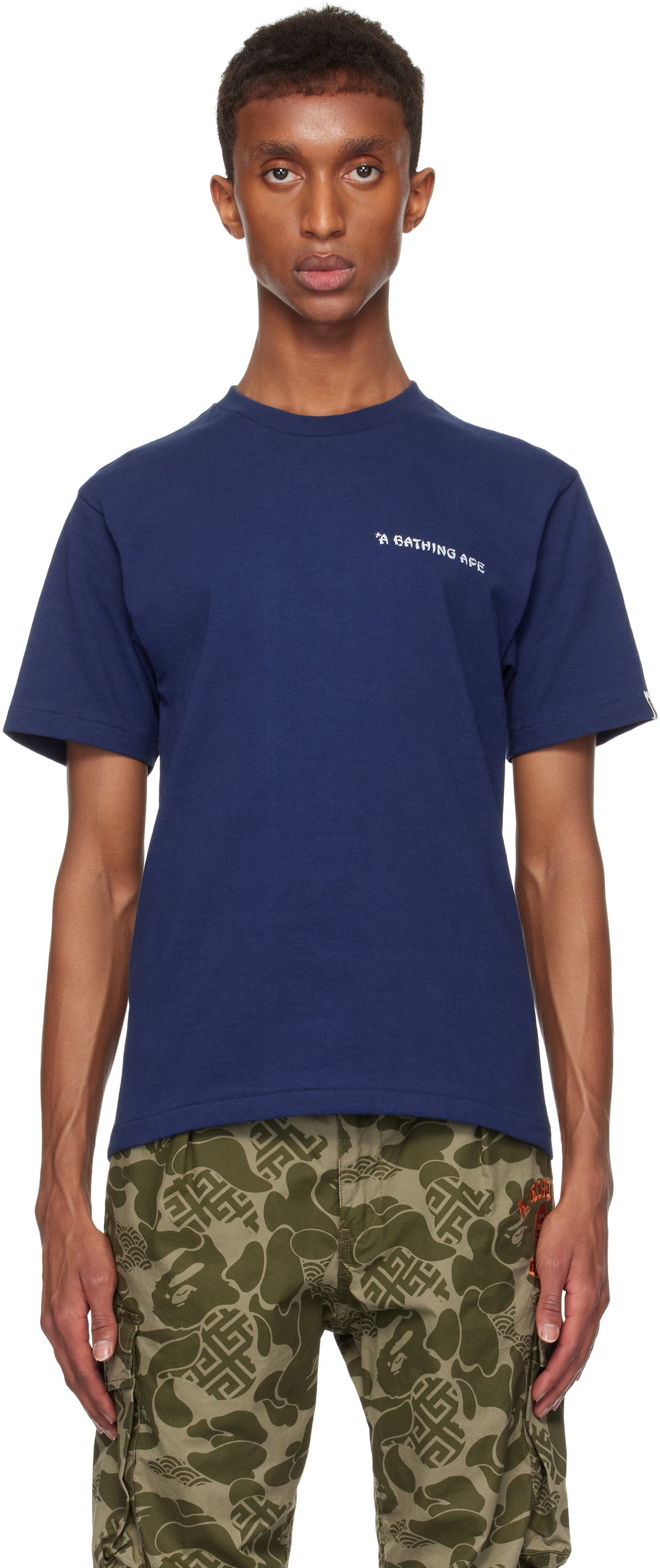 BAPE Navy Japanese Tattoo Logo T-shirt A Bathing Ape