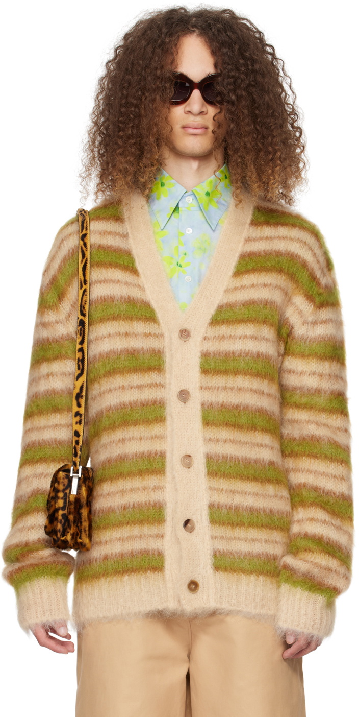 Marni Beige Striped Cardigan Marni