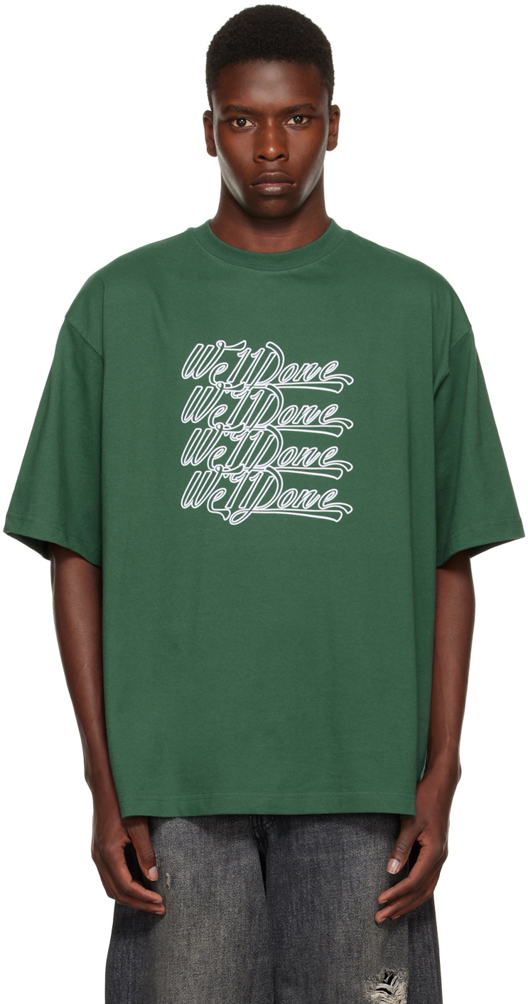 We11done Green Flocked T-Shirt We11done