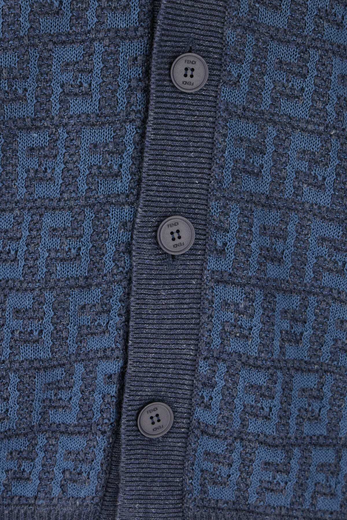 Fendi Embroidered Stretch Linen Blend Cardigan Fendi