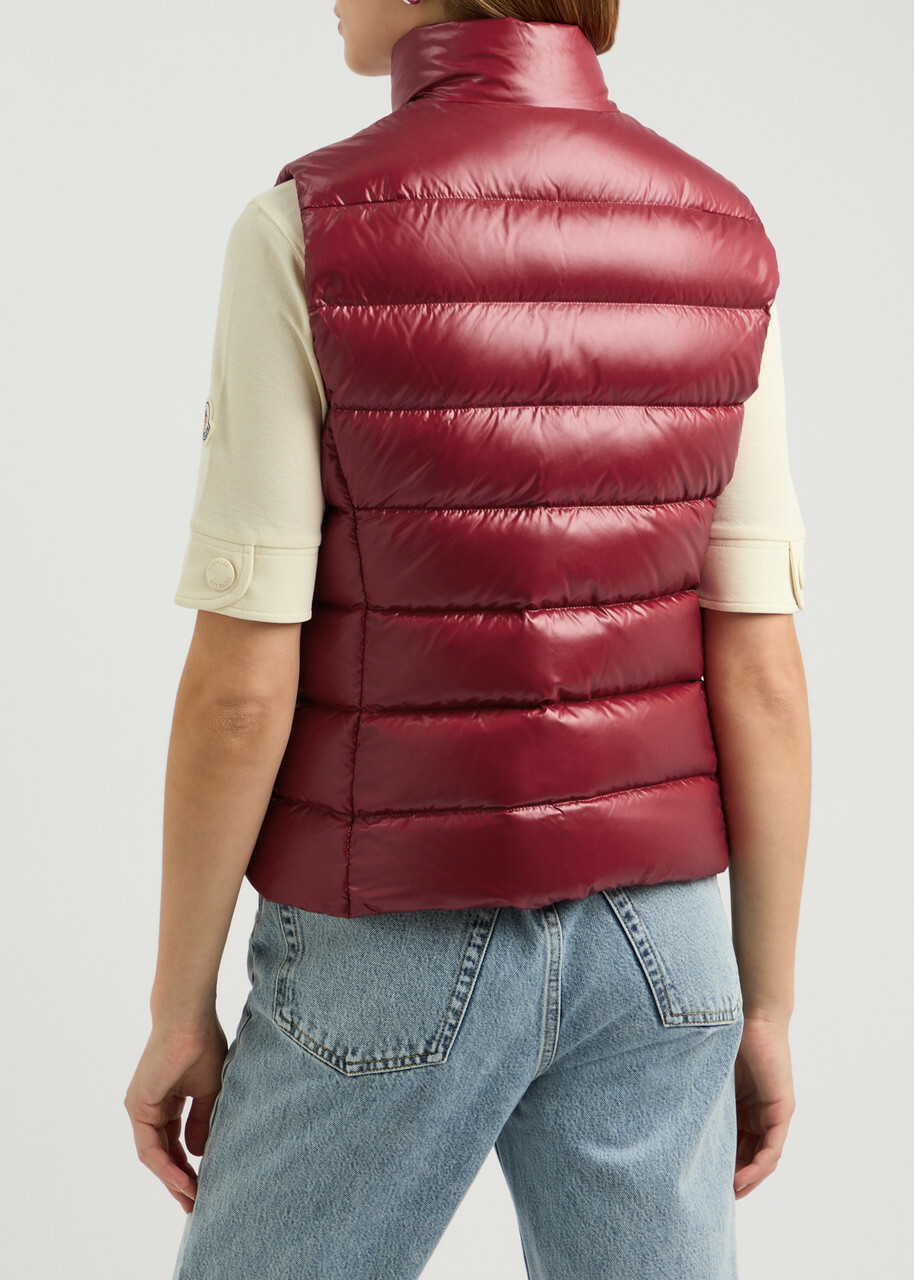 Moncler Ghany Quilted Shell Gilet Burgundy Moncler