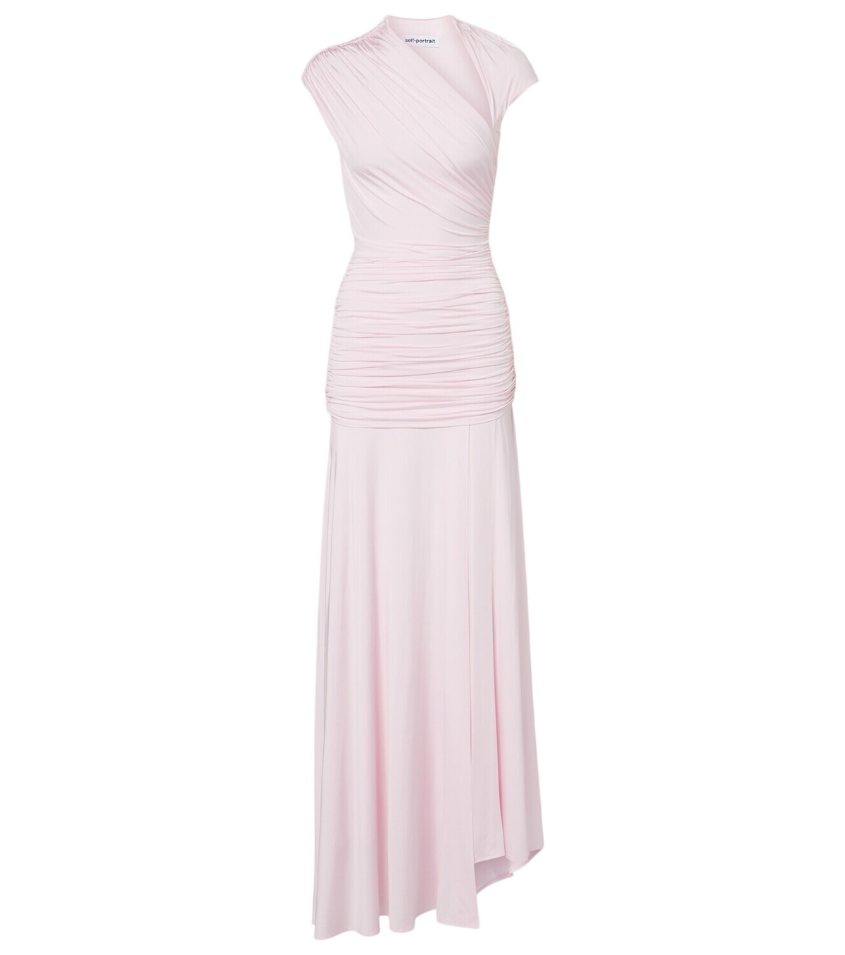 Self-Portrait Ruched asymmetric jersey maxi dress Self-Portrait