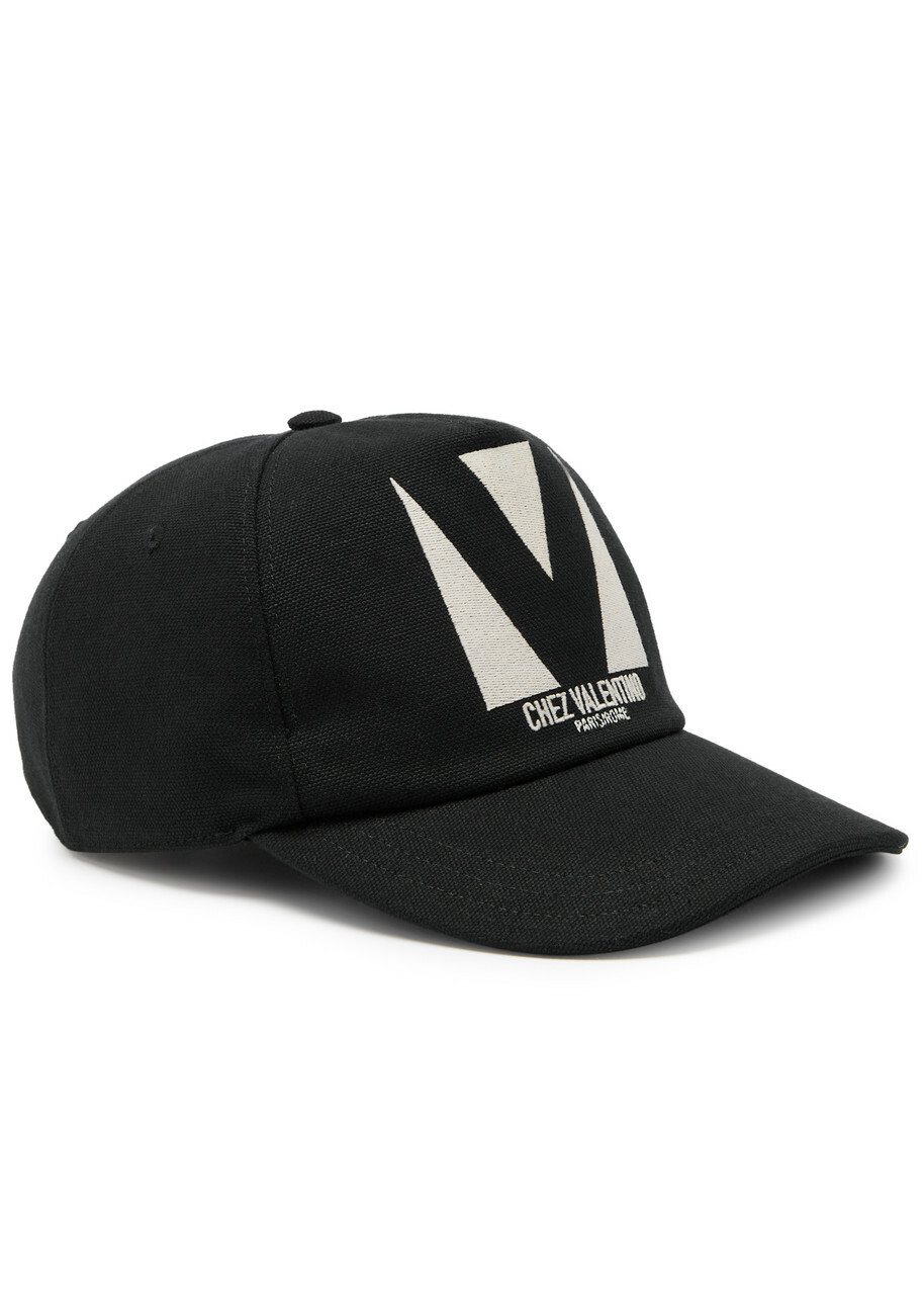Valentino Garavani Logo-embroidered Cotton-canvas cap Black Valentino ...